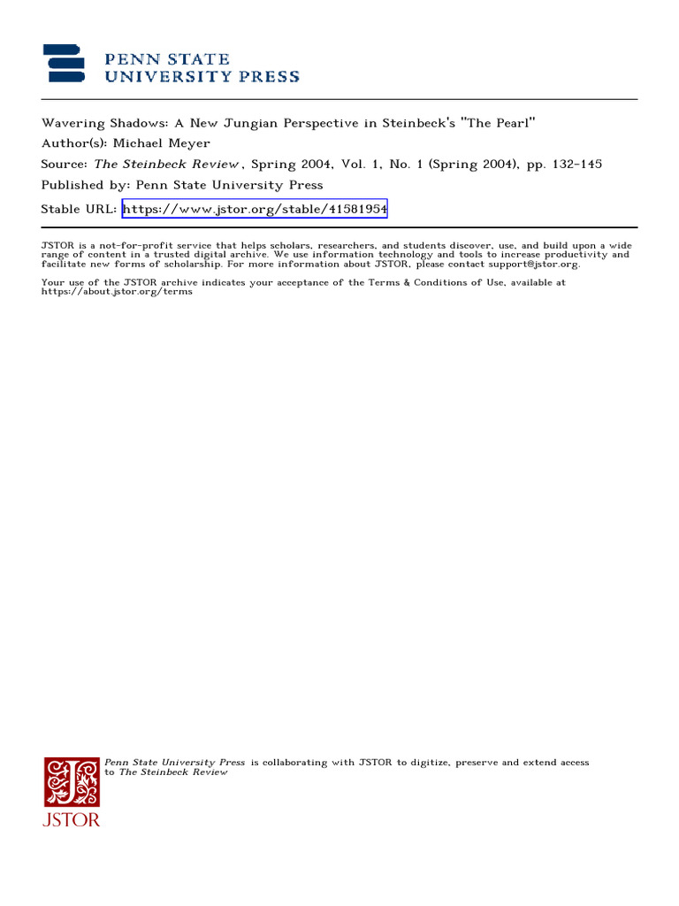 Wavering Shadows A New Jungian Perspective in Steinbeck's The Pearl ...