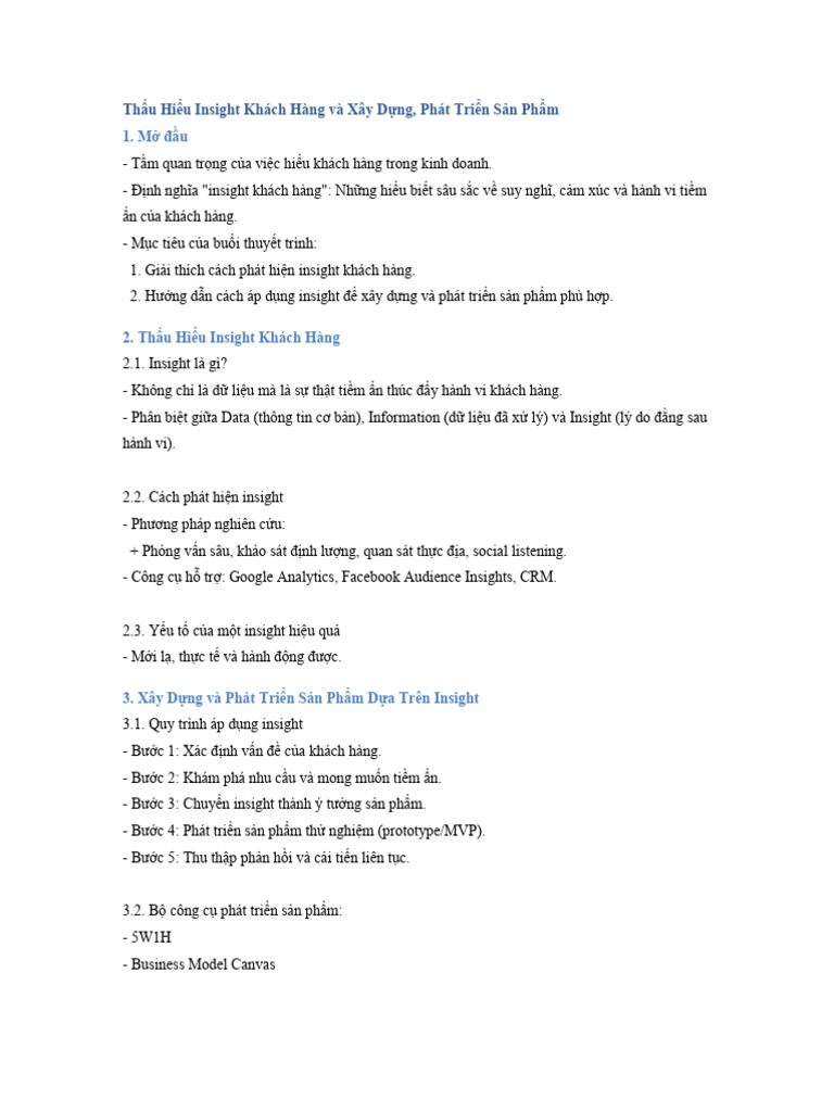 Thau Hieu Insight Khach Hang | PDF