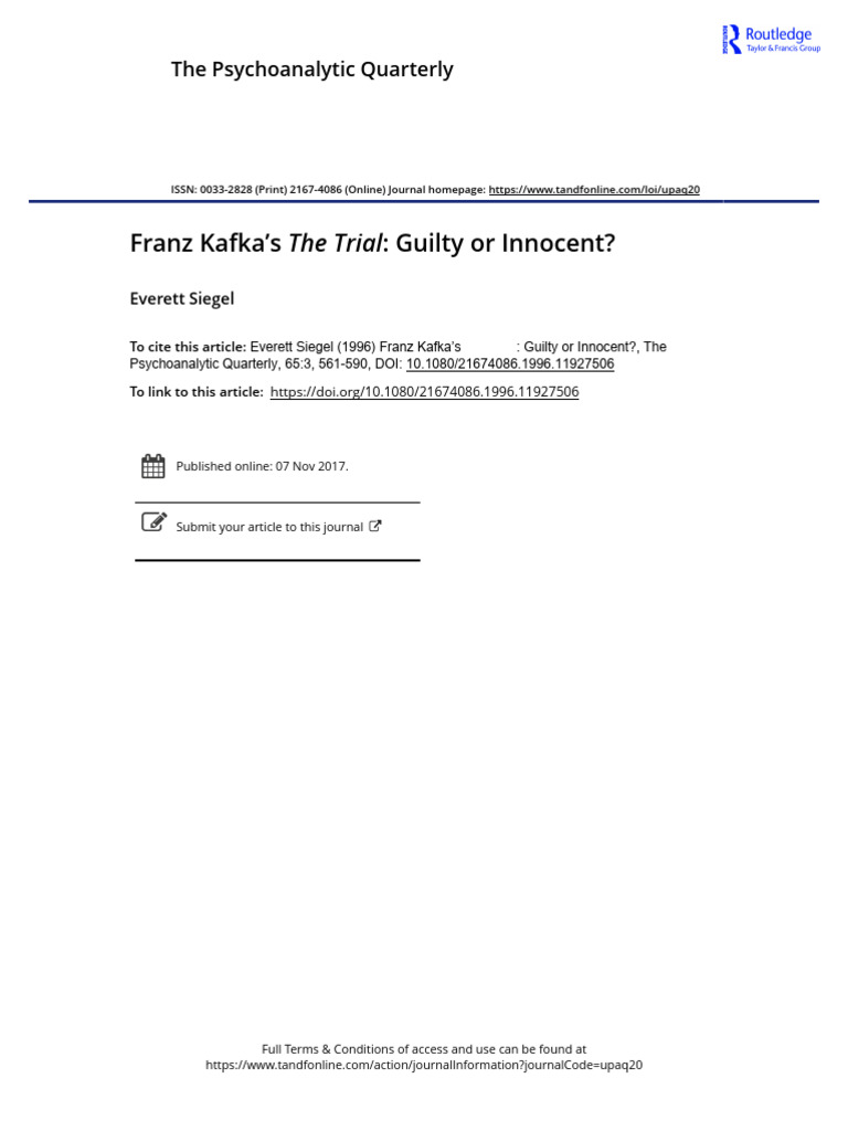 Franz Kafka’s the Trial Guilty or Innocent | PDF | The Trial | Franz Kafka