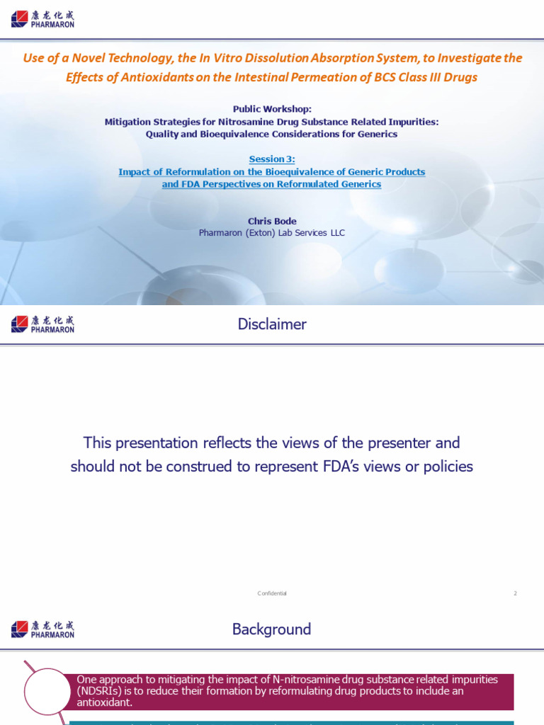 NDSRIs 3-2 Session3 ChrisBode | PDF | Antioxidant | Drugs