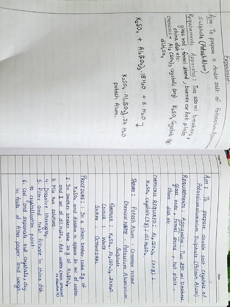 preparation of Crystals of Potash alum | PDF | Potassium | Chemistry