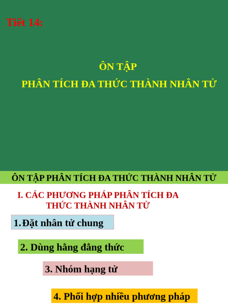 Tiet 14 - Luyen Tap - Phan Tich Da Thuc Thanh Nhan Tu | PDF
