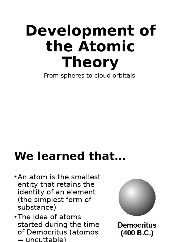 Development of The Atomic Theory | PDF | Electron | Atoms