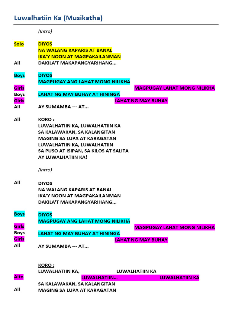 Luwalhatiin Ka | PDF