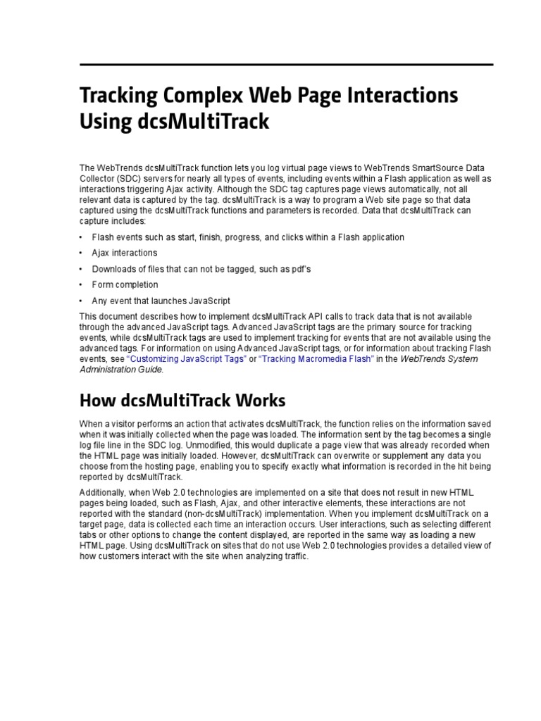 Webtrends dcsMultiTrack | PDF | Java Script | Ajax (Programming)
