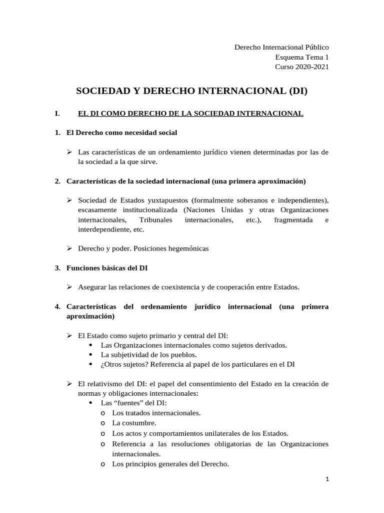Esquema Tema 1 DIP | PDF | Ley internacional | Justicia