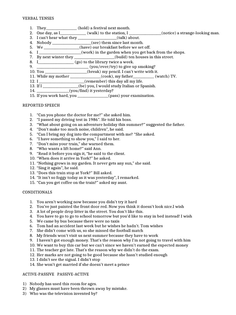 Repaso Final Gramatica | PDF