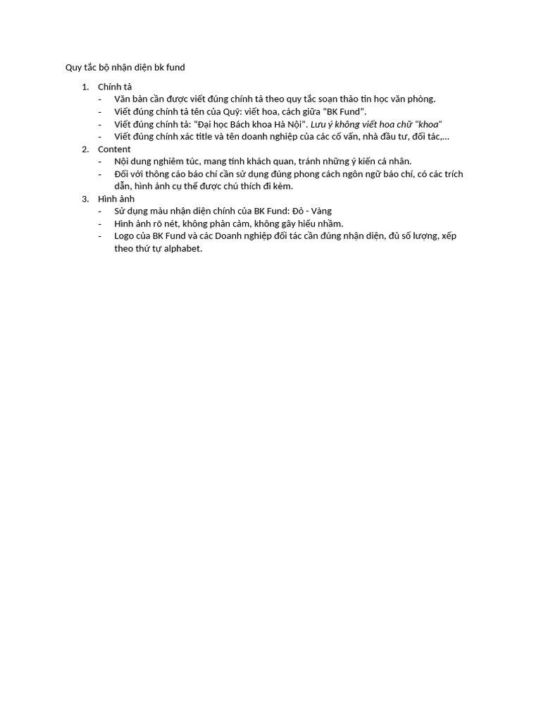 Quy Tắc Bộ Nhận Diện Bk Fund | PDF