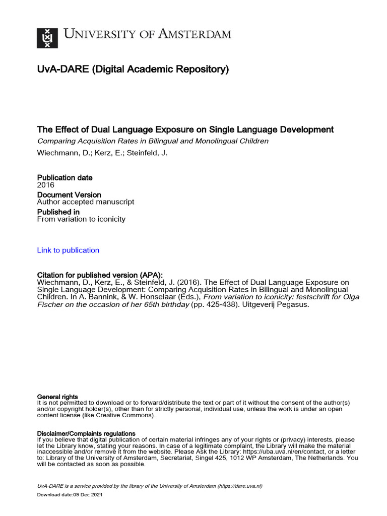 The Effect of Dual Language Exposure On | PDF | Language Acquisition ...