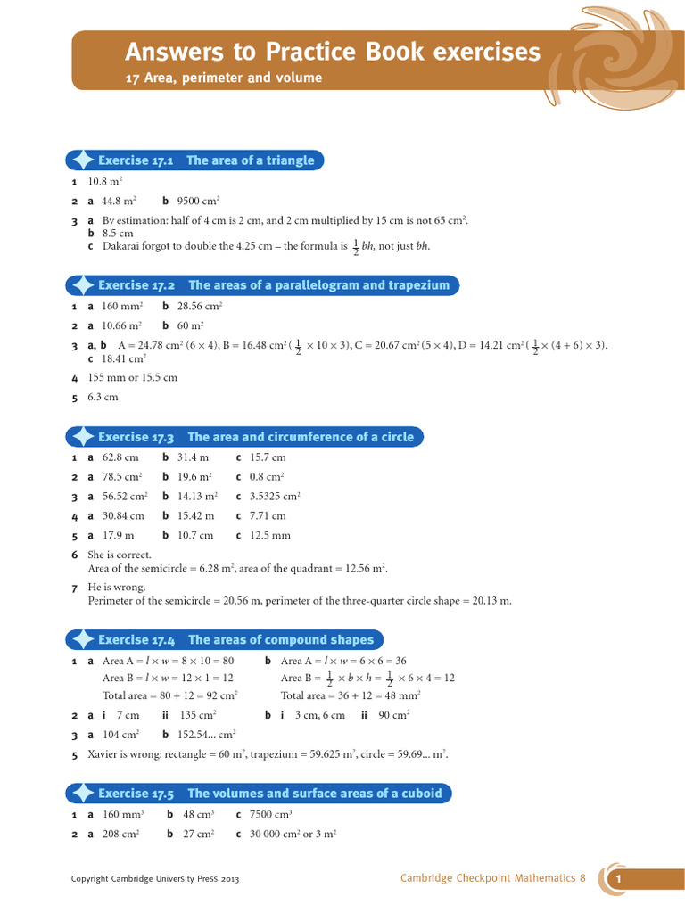 17_ans_practicebook | PDF | Area | Physical Quantities