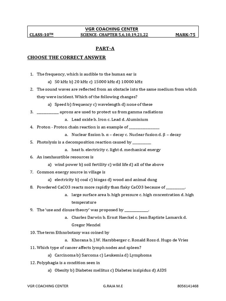 10th Science Important Questions Guide | PDF | Nuclear Physics ...