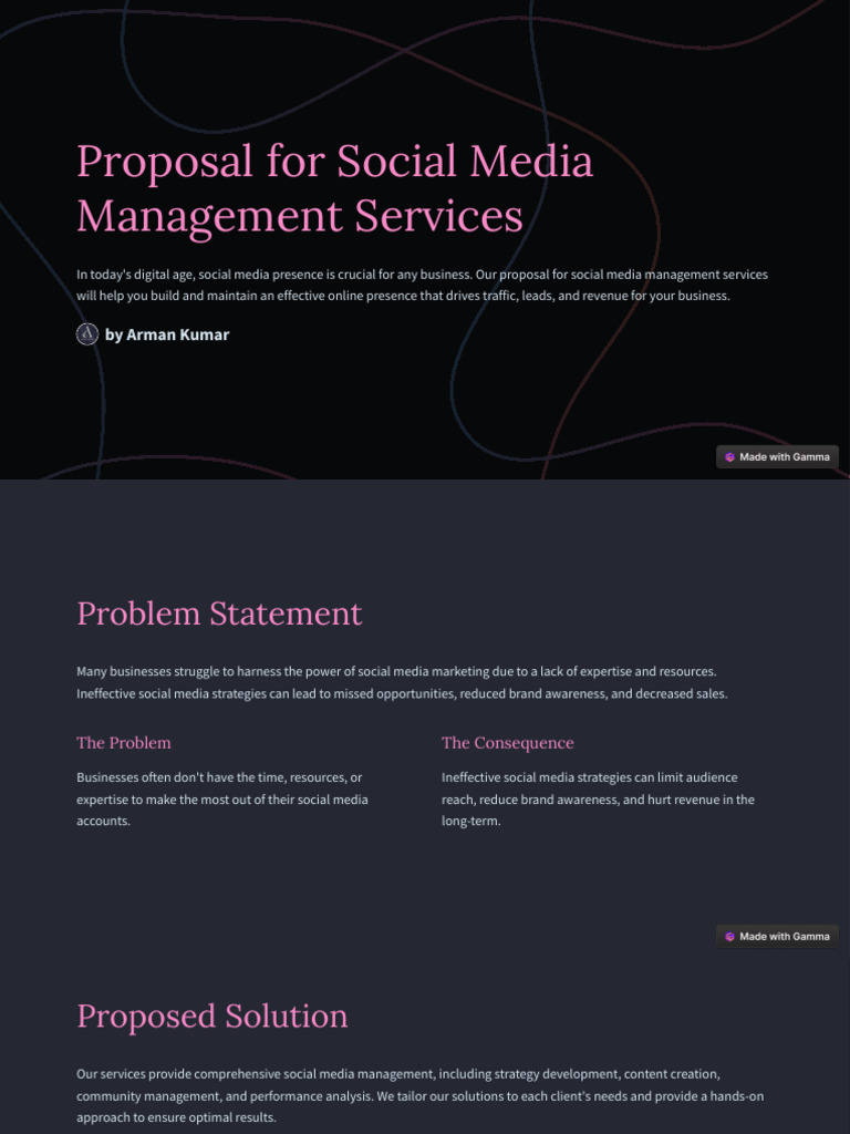 Social Media Management Proposal | PDF | Social Media | Popular Culture ...