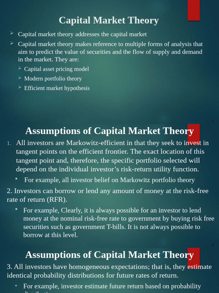 Lecture # 22 IPM Capital Market Theory William Sharp CAPM | PDF ...