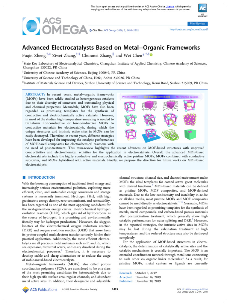 Advanced MOF Electrocatalysts Review | PDF | Catalysis | Materials Science