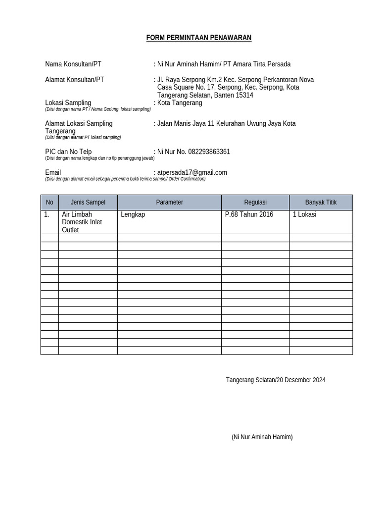 Form Permintaan | PDF