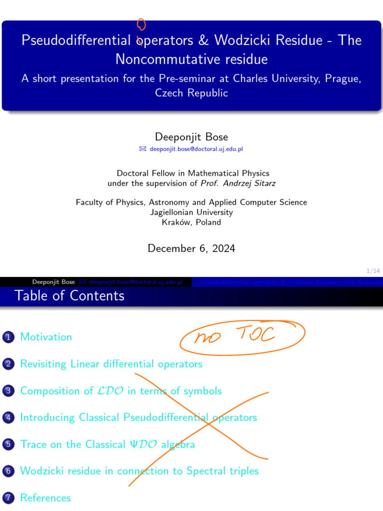 Pseudodifferential Operators And Wodzicki Residue Pdf Abstract Algebra Applied Mathematics