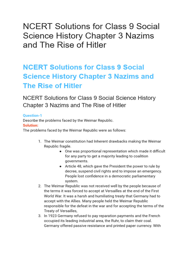 Nazism And Rise Of Hitler | PDF | Weimar Republic | Nazism