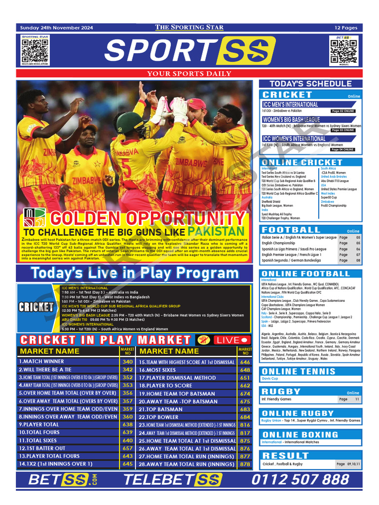 Sporting Post - Daily-Sun Nov 24 2024 | PDF | Athletic Sports | Cricket