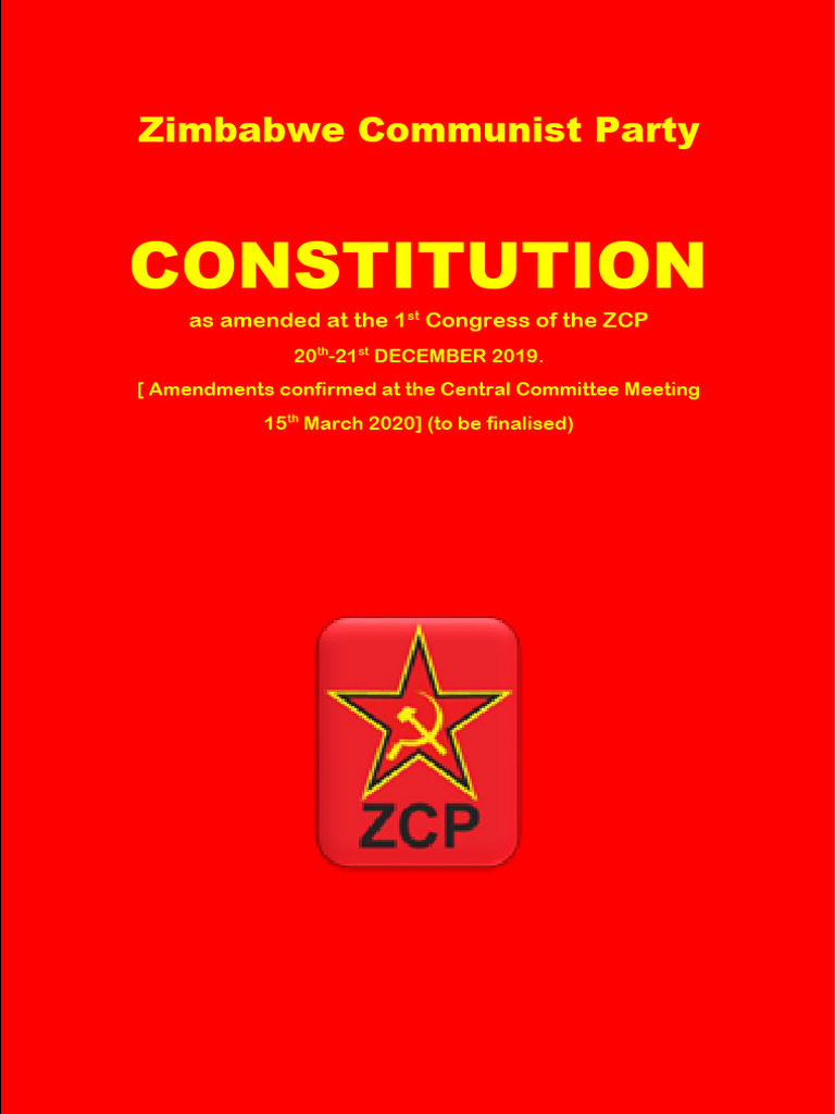 ZCP Constitution 2019-2020 | PDF | Socialism | Communism