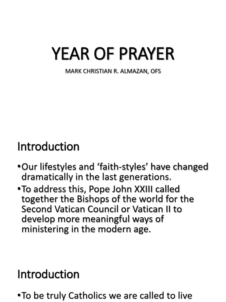 YEAR OF PRAYER Formation Topic | PDF | Prayer | Catholic Church