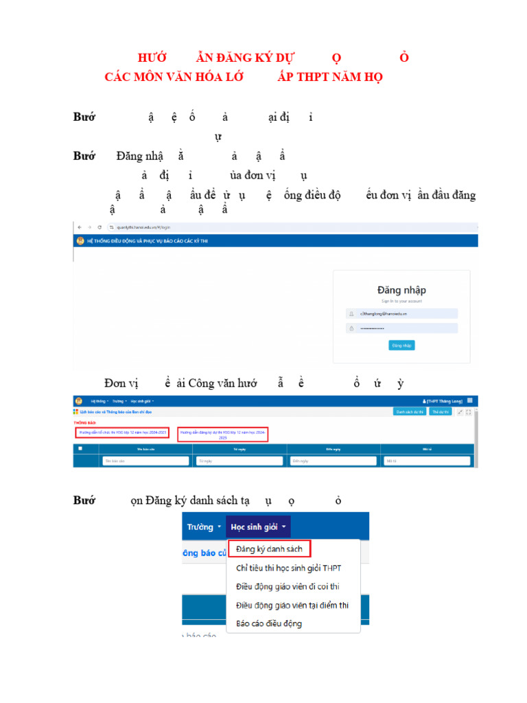 Huong Dan Dangky HSG12 2024-2025 | PDF