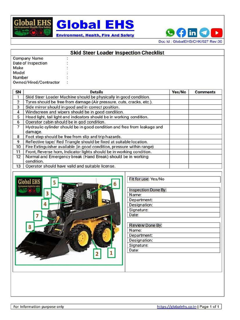 Skid Steer Inspection Form | PDF