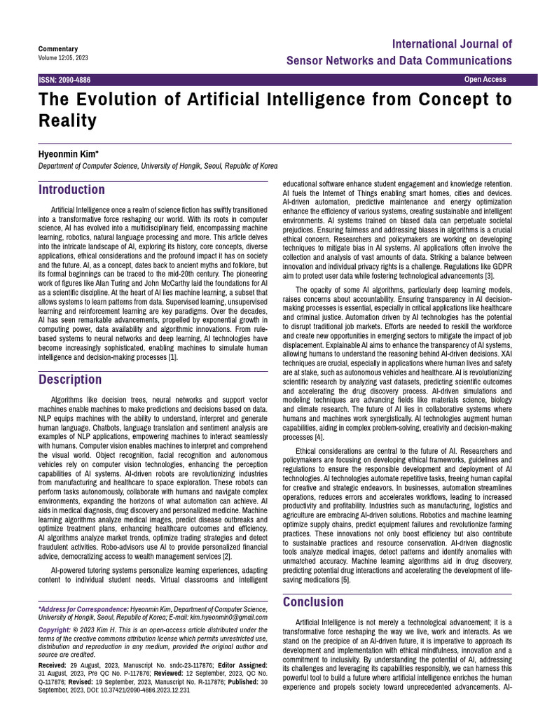 The Evolution of Artificial Intelligence From Concept To Reality | PDF ...
