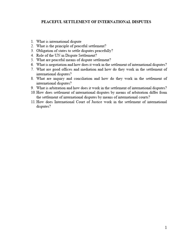 Peaceful Settlement of International Disputes | PDF
