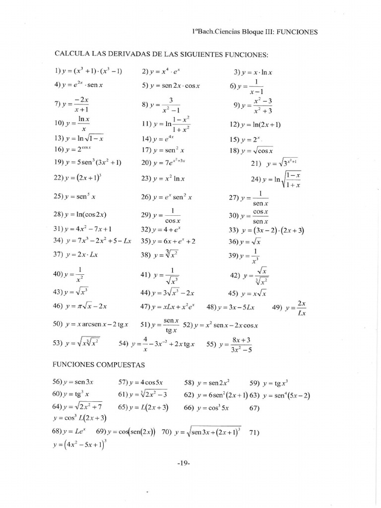 Ejercicios Derivadas | PDF