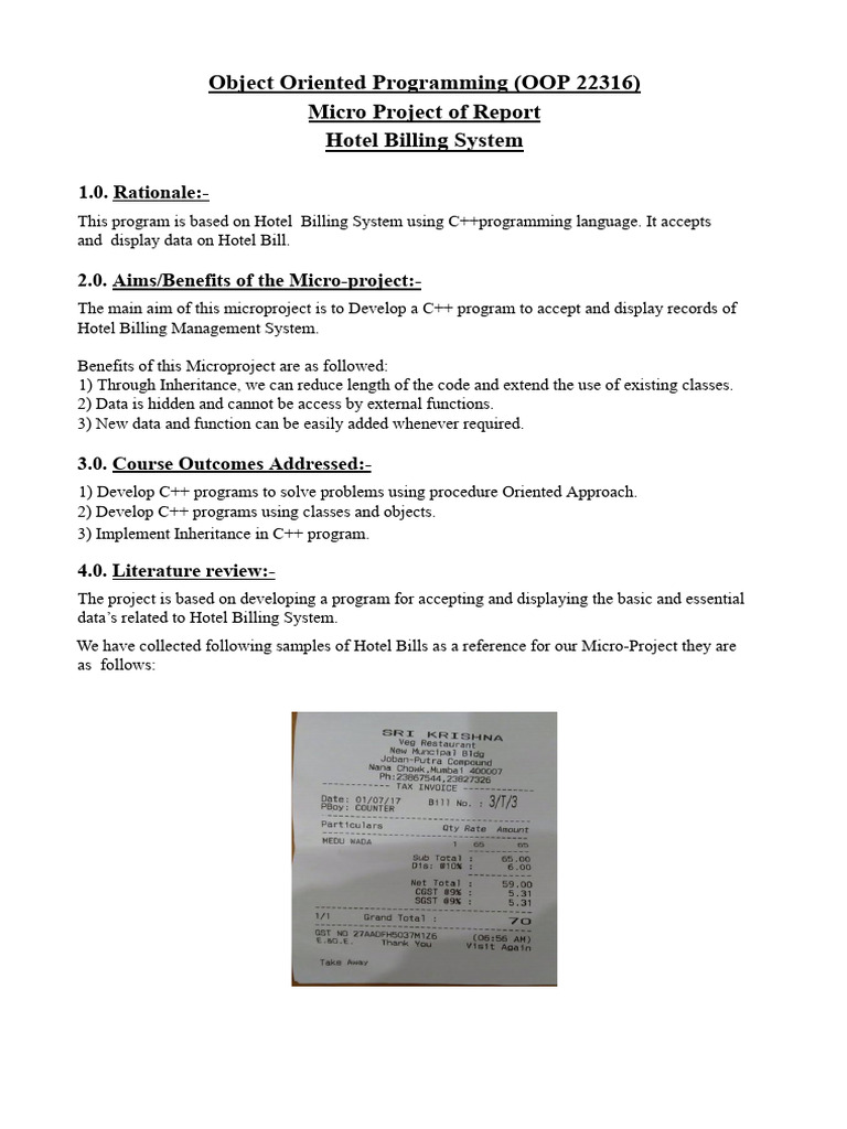 OOP Microproject Sample Report | PDF | C++ | Object Oriented Programming