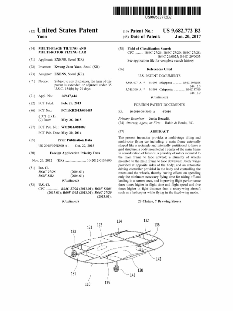 U.S. Patent: Flying Car (US9682772) | PDF | Rotorcraft | Helicopter Rotor