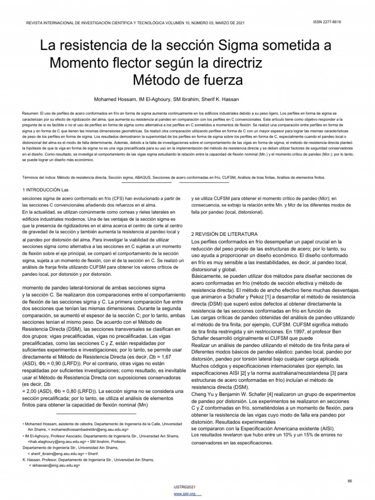 The Strength of Sigma Section Subjected To Bending Moment According To ...