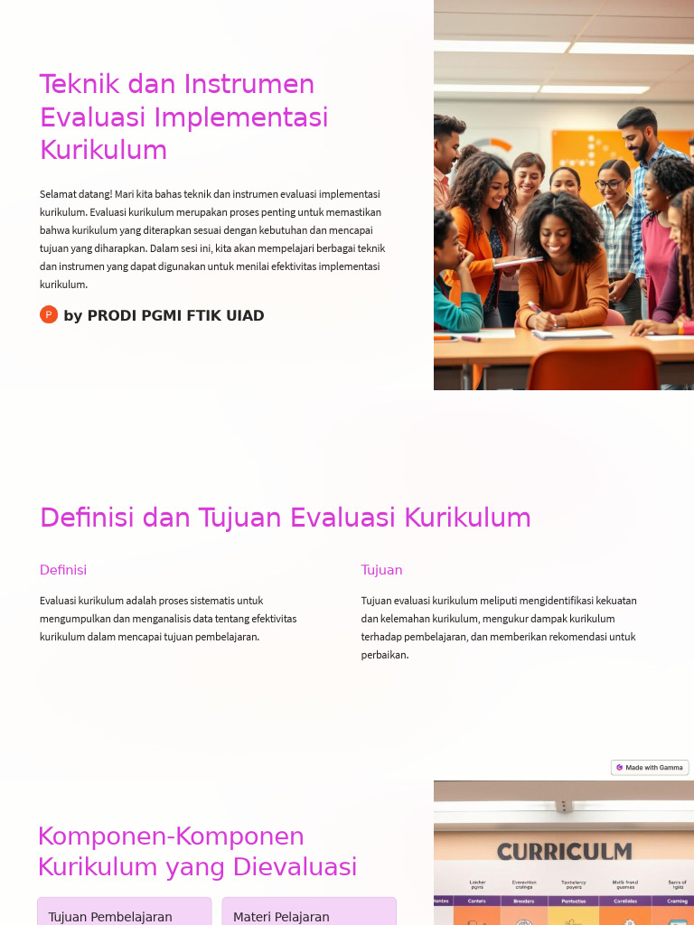 Teknik Dan Instrumen Evaluasi Implementasi Kurikulum | PDF