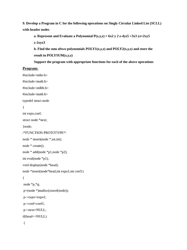 Exp 9 - Singly Circular Linked List (SCLL) | PDF | C++ | Computer Programming