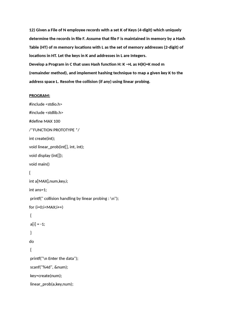 Exp 12 - Hash Table (HT) | PDF | Integer (Computer Science) | Algorithms And Data Structures
