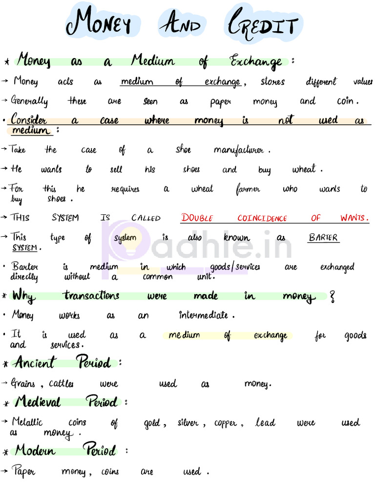 Money and Credit Notes | PDF | Money | Banks