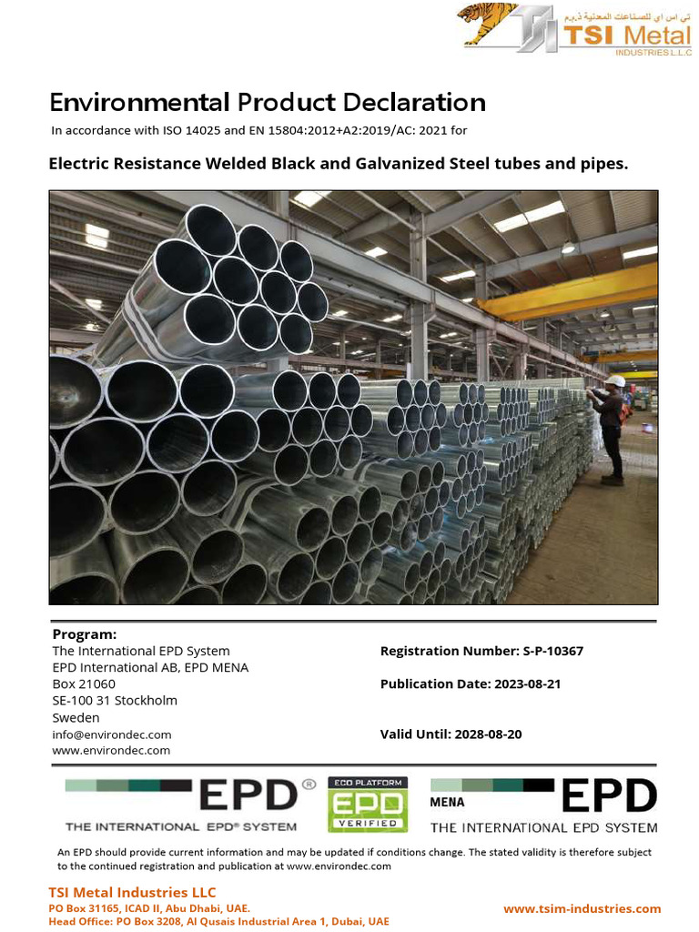 EPD-Steel-pipes-TSI | PDF | Life Cycle Assessment