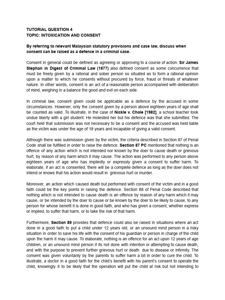 TUTORIAL QUESTION 4 | PDF | Criminal Law | Crimes