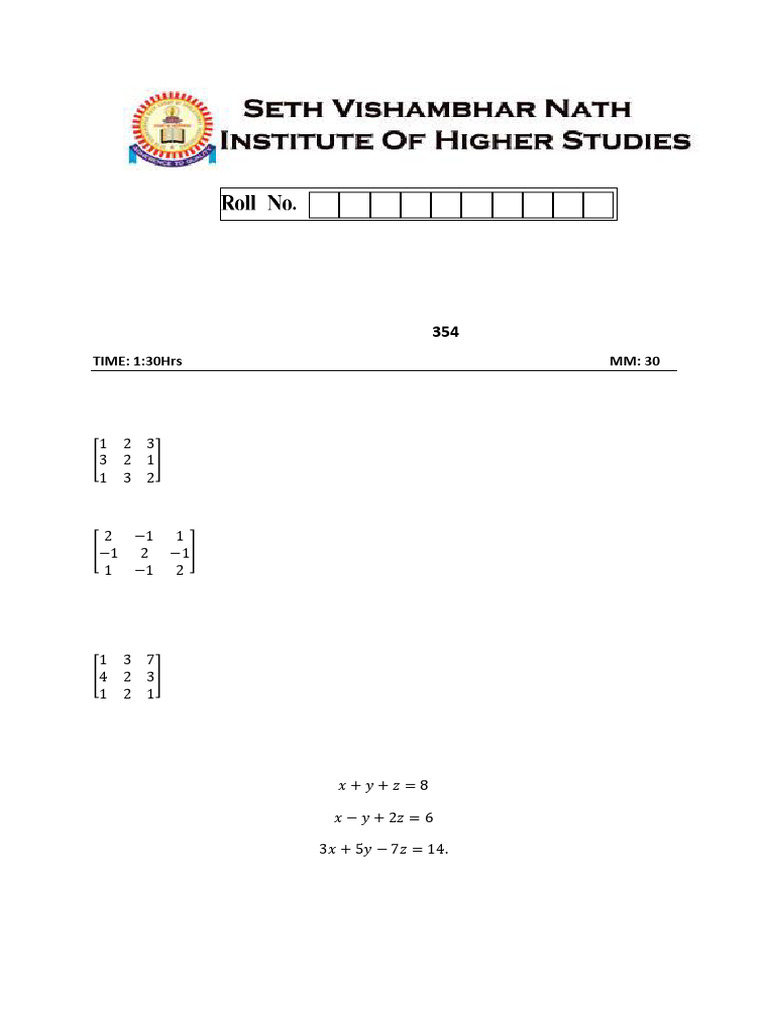 BCA 1st Sem Math Exam 2024-25 | PDF