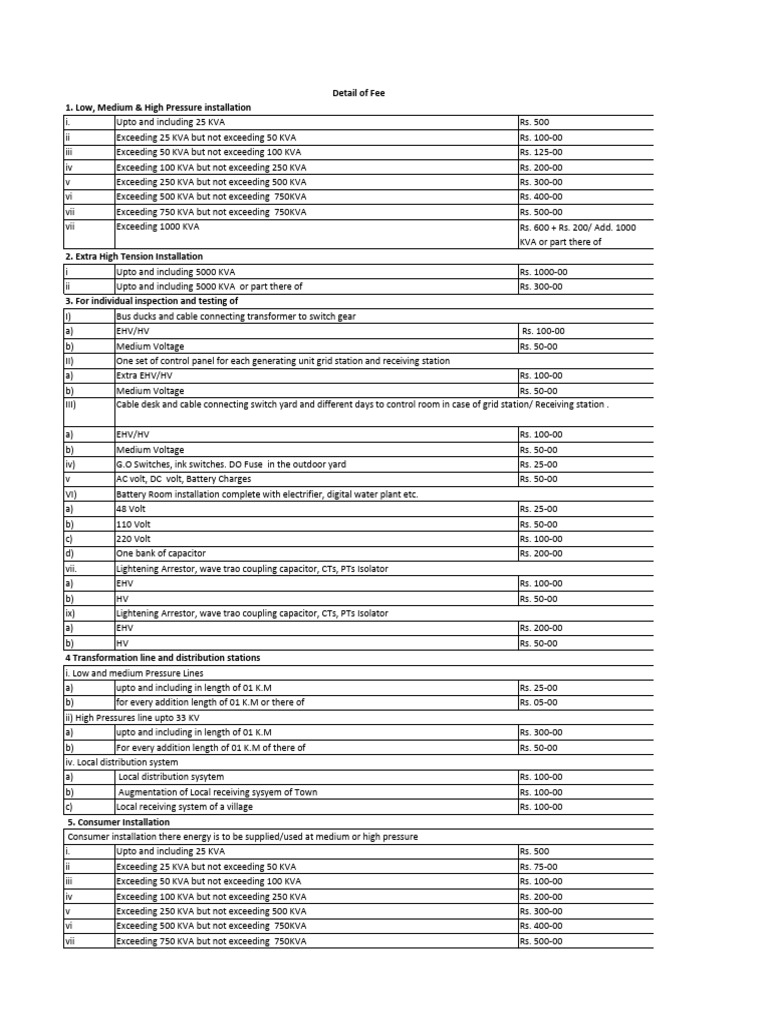 Detail Fee | PDF | High Voltage | Voltage