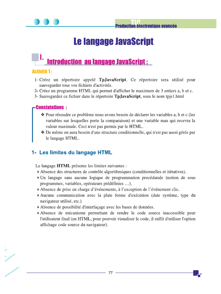 Cours JavaScript | PDF Cours JavaScript | PDF