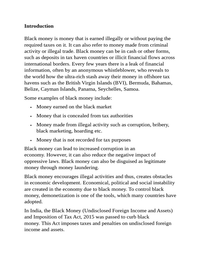 Case Study: Black Money | PDF | Indian Black Money | Economies
