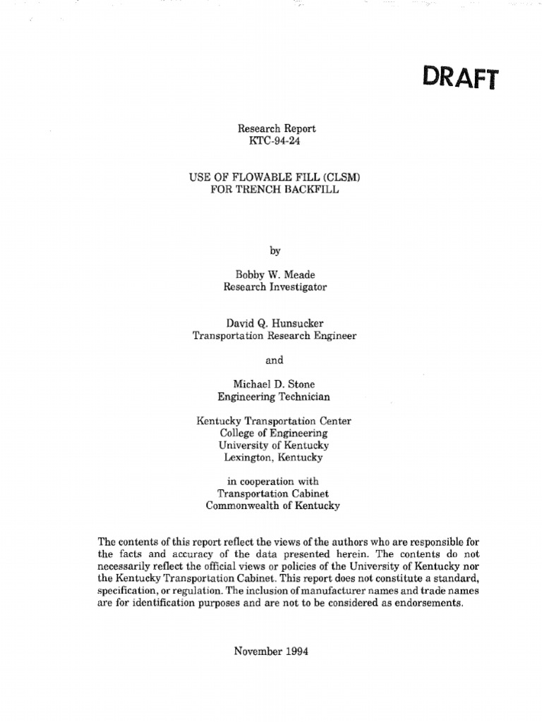 Use of Flowable Fill (CLSM) For Trench Backfill | PDF | Concrete ...