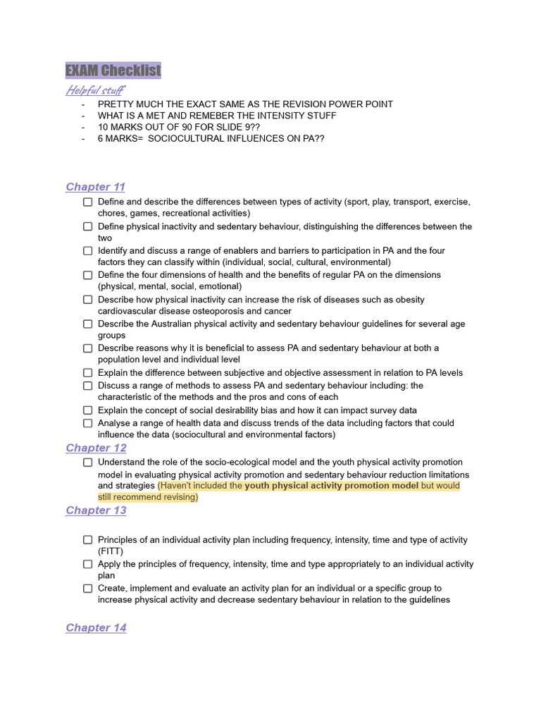 Unit 2 Notes Pe (1) (1) | PDF | Sedentary Lifestyle | Psychology