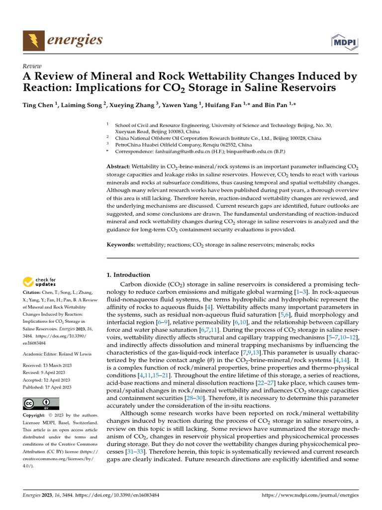 A Review of Mineral and Rock Wettability Changes I | PDF | Wetting ...