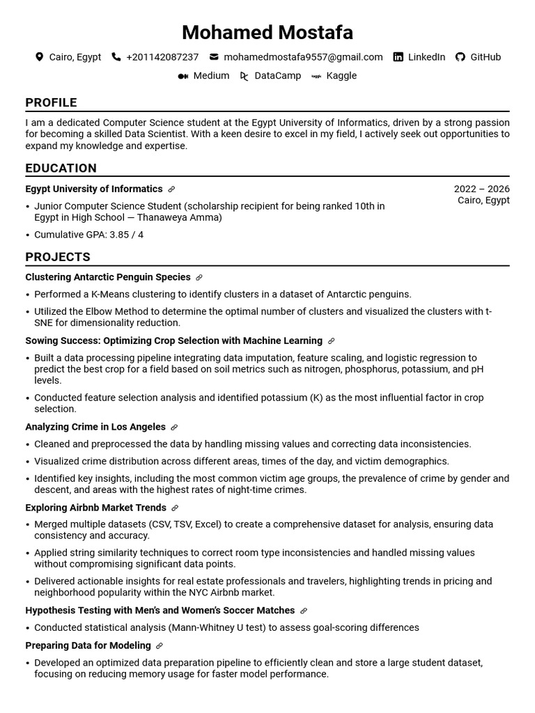 Mohamed-Mostafa-Resume | PDF | Computer Programming | Statistics