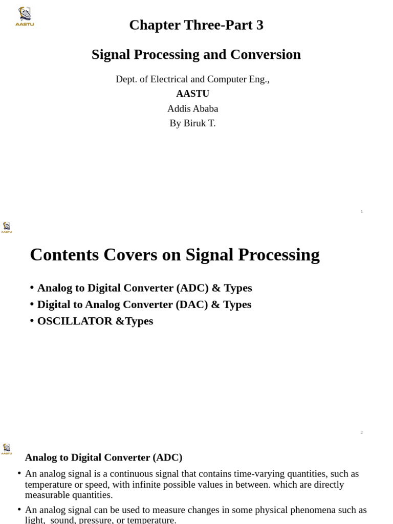 CHAP 3. Signal Processing Elemnt 3 | PDF | Electronic Oscillator | Analog To Digital Converter