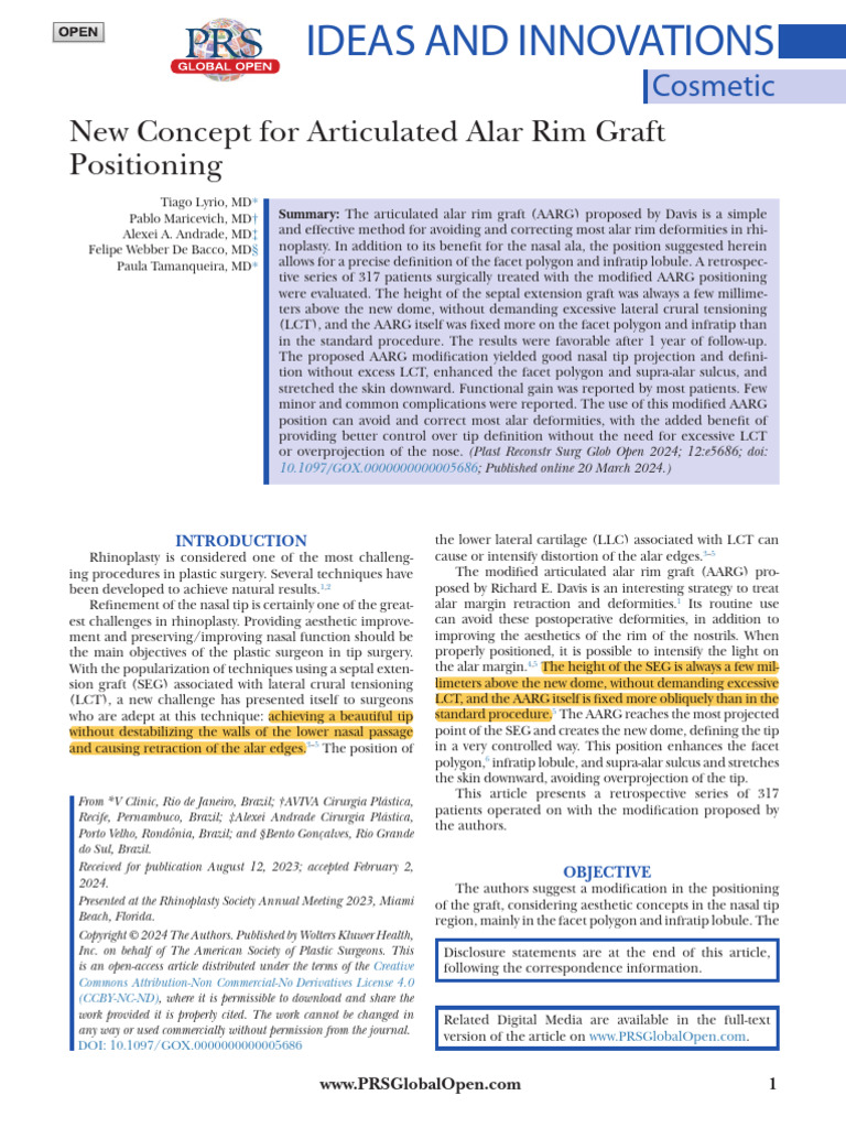 new_concept_for_articulated_alar_rim_graft | PDF | Human Nose ...