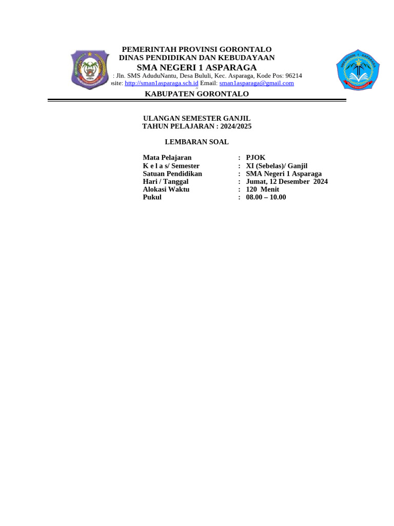 Soal PJOK Kelas XI Semester Ganjil | PDF