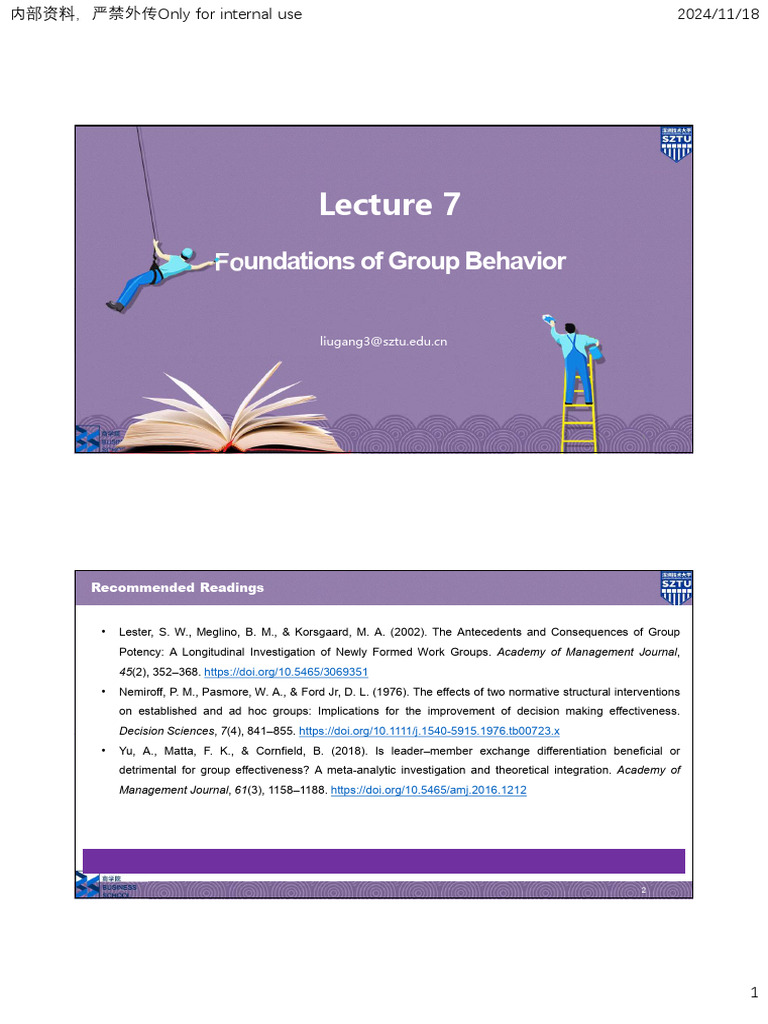 Lecture 7 Foundations of Group Behavior | PDF | Group Decision Making | Conformity